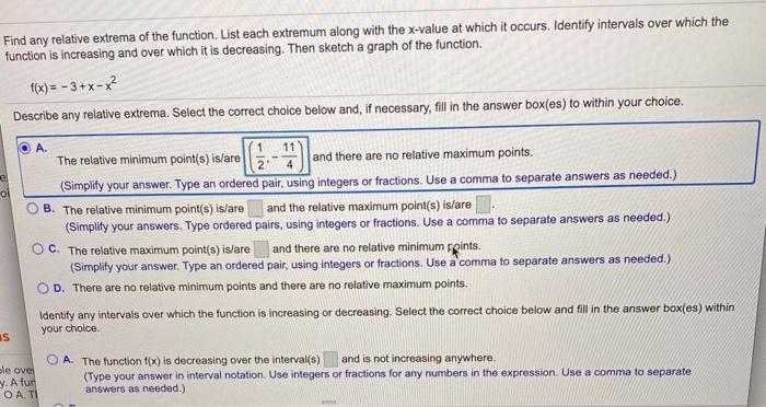 Solved Find any relative extrema of the function. List each | Chegg.com