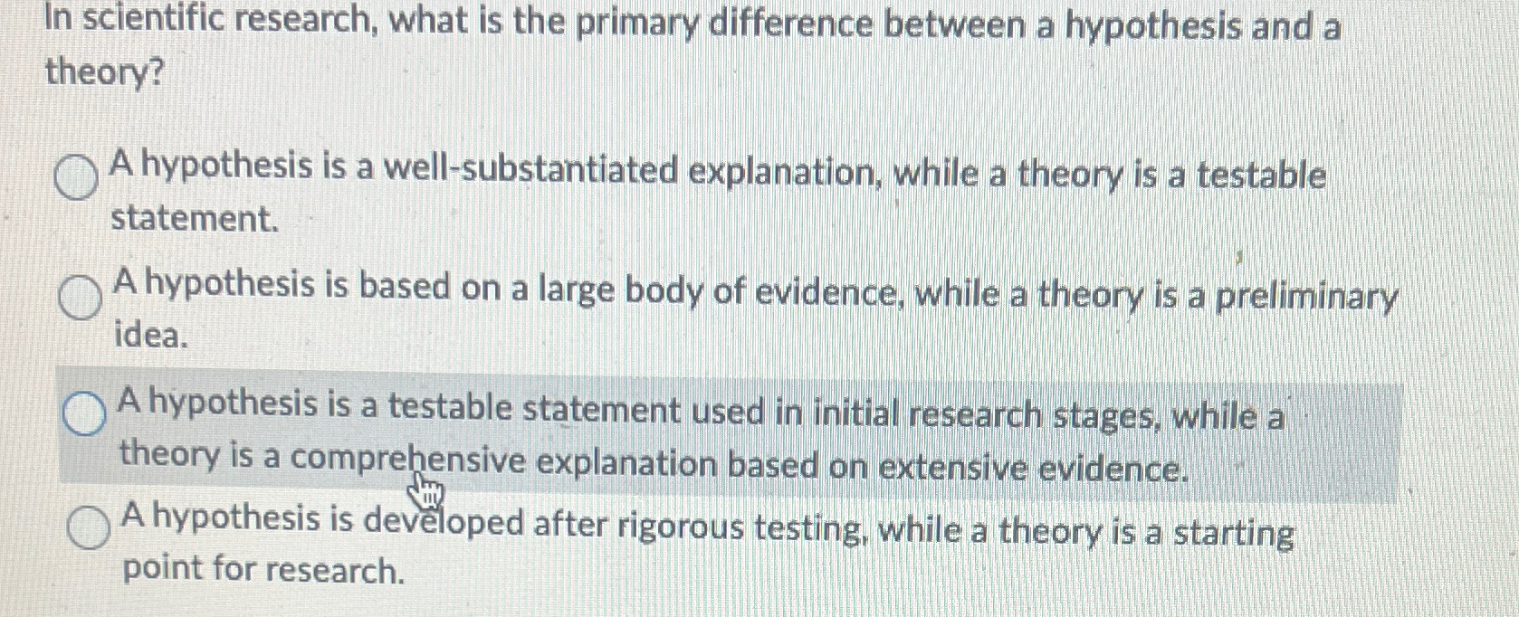 Solved In scientific research, what is the primary | Chegg.com