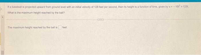 Solved If a baseball is projected upward from ground level | Chegg.com