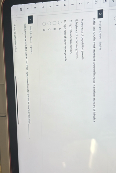 Solved 3Multiple Choice5 ﻿pointsIn the long run, the most | Chegg.com
