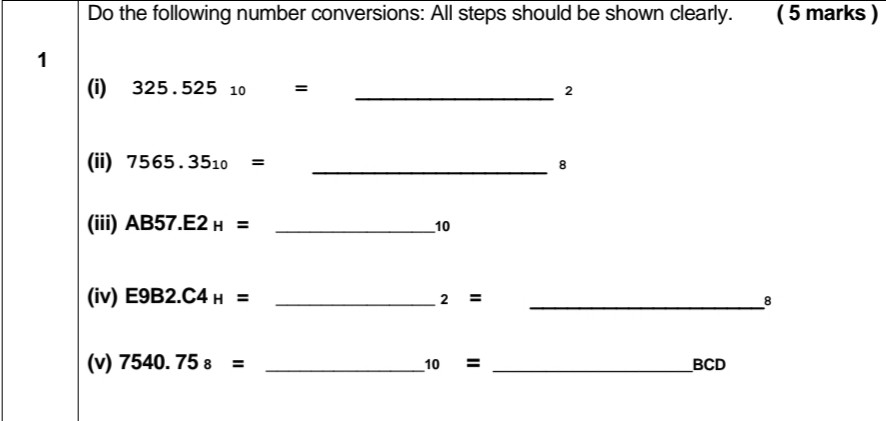 Solved Do the following number conversions: All steps should | Chegg.com