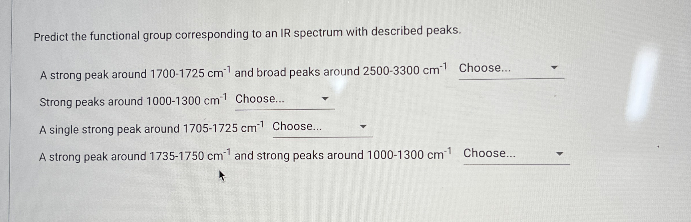 Predict the functional group corresponding to an IR | Chegg.com