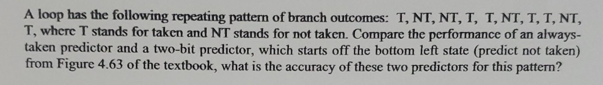 Solved A loop has the following repeating pattern of branch | Chegg.com