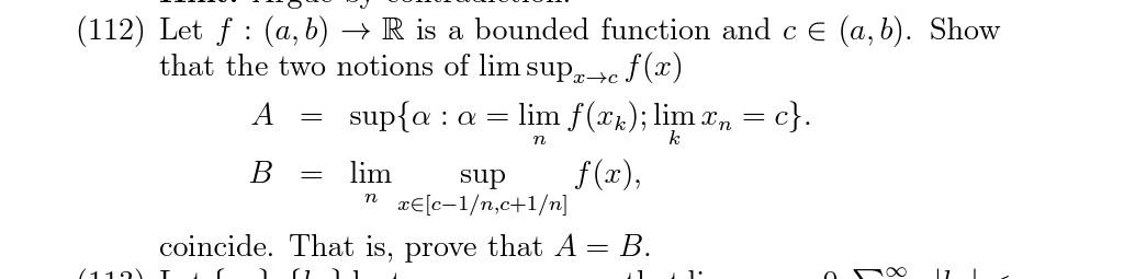 Solved (112) Let f:(a,b)→R is a bounded function and | Chegg.com