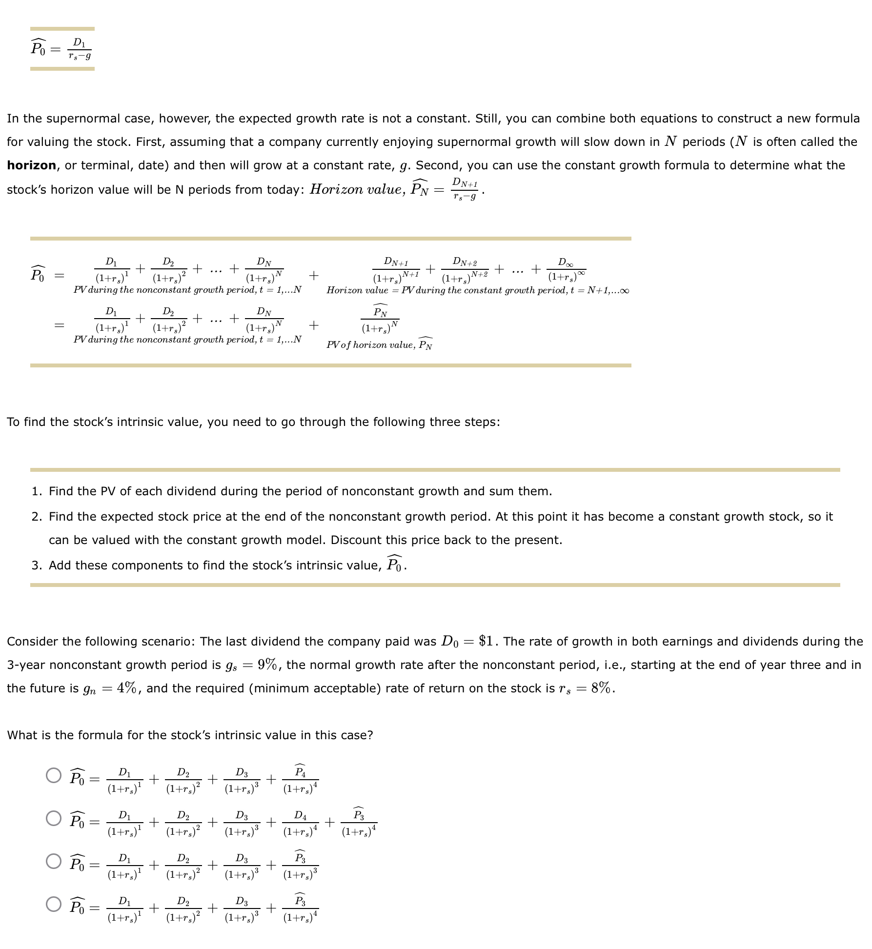 Solved widehat(P0)=D1rs-gIn the supernormal case, however, | Chegg.com
