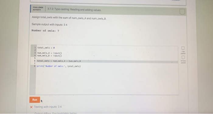 Solved ACTIVITY 3.7 2: Typecasting: Reading and adding | Chegg.com