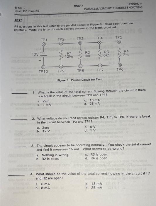Solved TEST All questions in this test refer to the parallel | Chegg.com