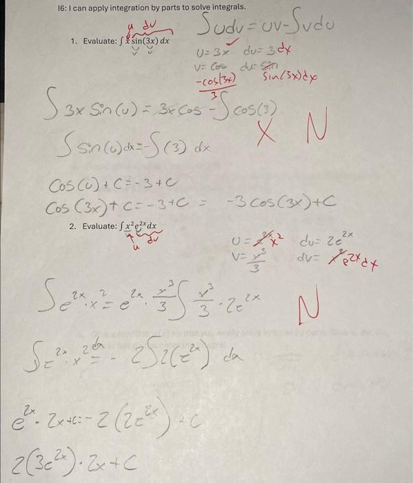 Solved integration by parts1.) integral (x sin(3x) dx)2.) | Chegg.com