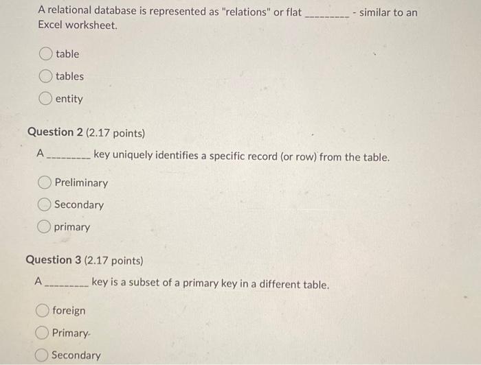 Solved A relational database is represented as "relations" | Chegg.com