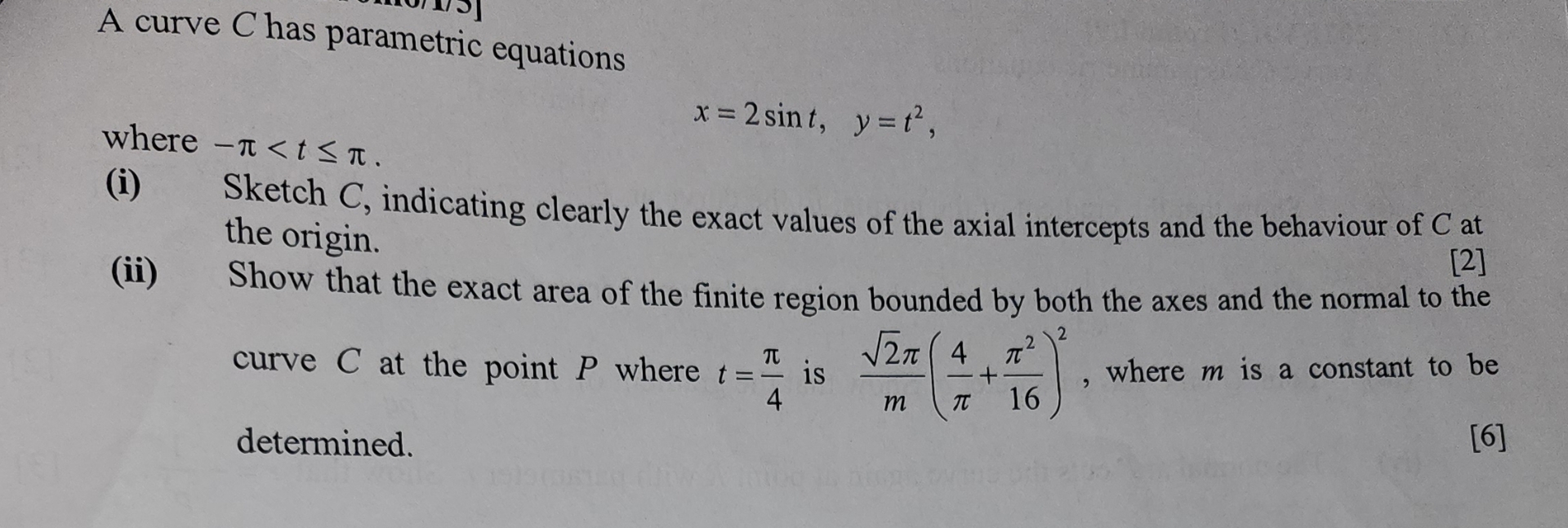 Solved A curve C ﻿has parametric equationsx=2sint,y=t2,where | Chegg.com