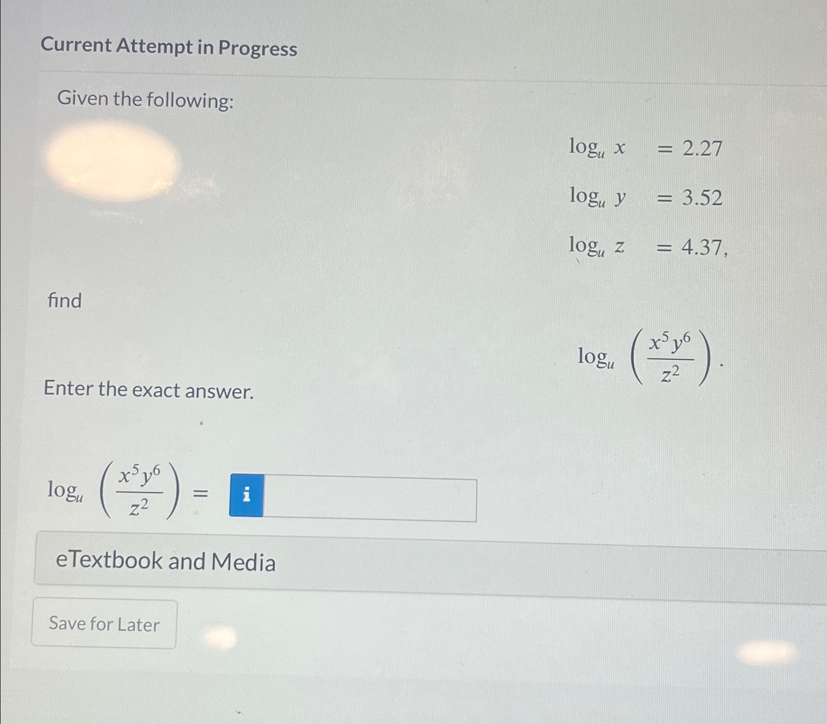 Solved Current Attempt in ProgressGiven the | Chegg.com