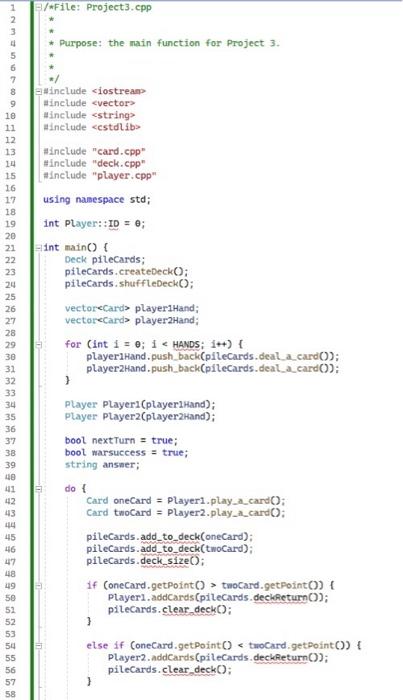 Solved C++, plese help modify deck.cpp and player.cpp to | Chegg.com