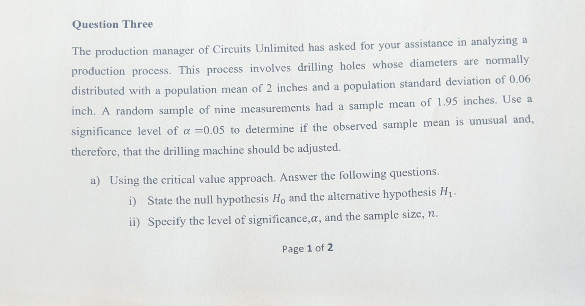 Solved Question Three The production manager of Circuits | Chegg.com