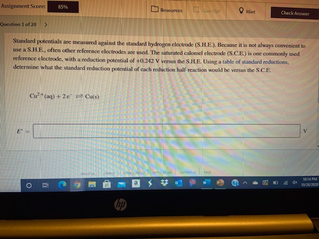 Solved Assignment Score: 85% Resources Ex Give Up? Hint | Chegg.com