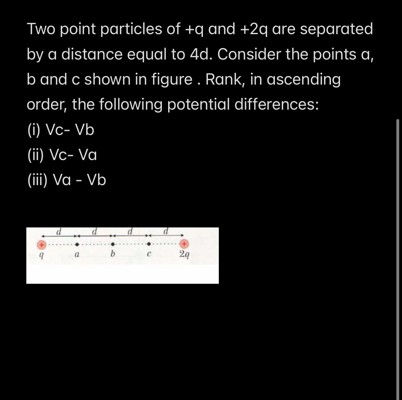 Solved Two point particles of +q ﻿and +2q ﻿are separated by | Chegg.com