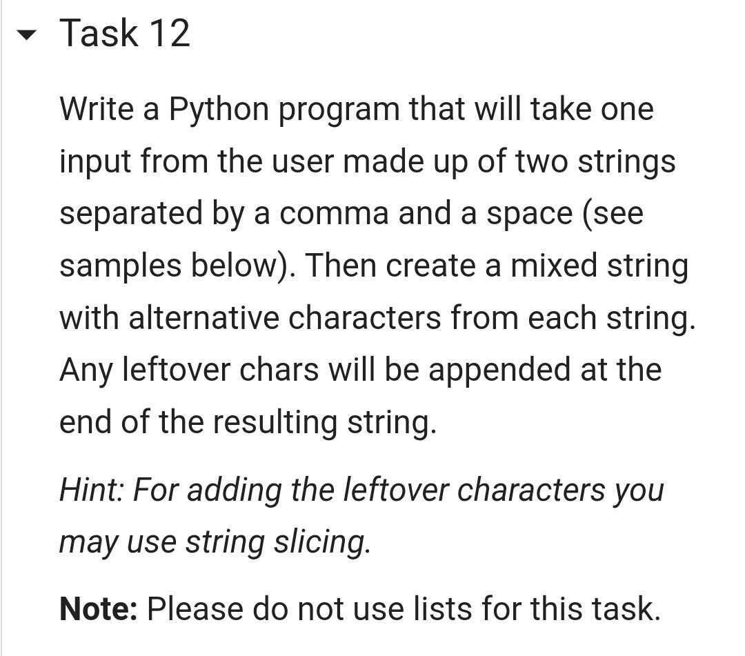 Solved Task 1 Write A Python Program That Takes A String As