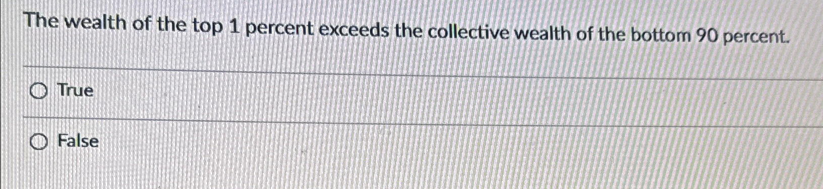Solved The wealth of the top 1 ﻿percent exceeds the | Chegg.com