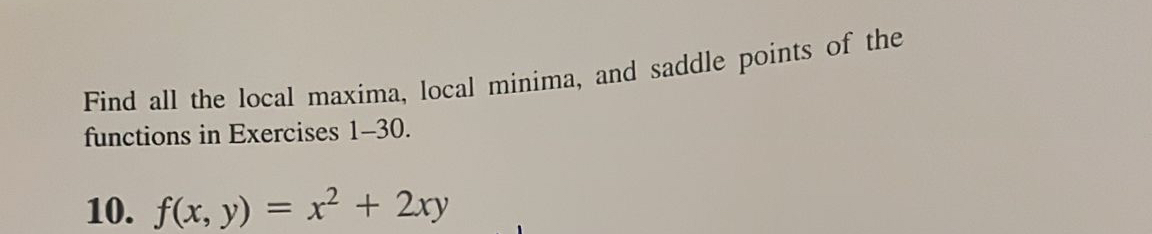 Solved Find all the local maxima, local minima, and saddle | Chegg.com