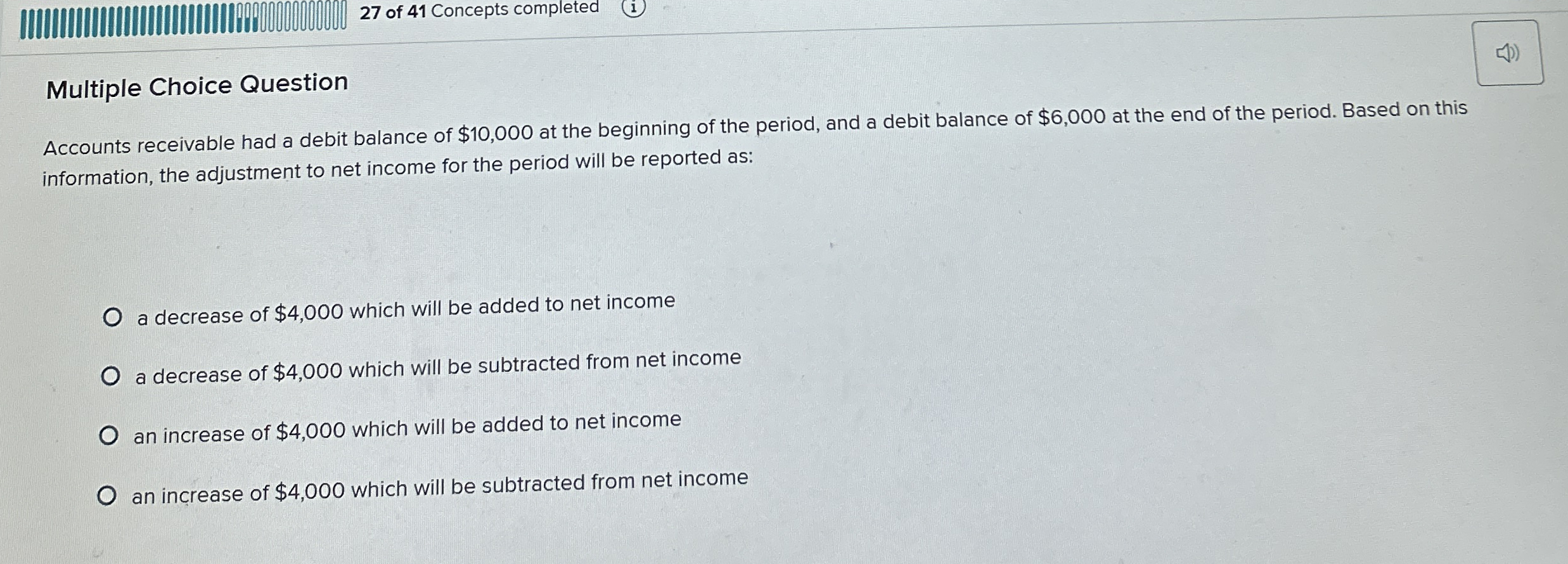 Solved 27 ﻿of 41 ﻿Concepts completedMultiple Choice | Chegg.com