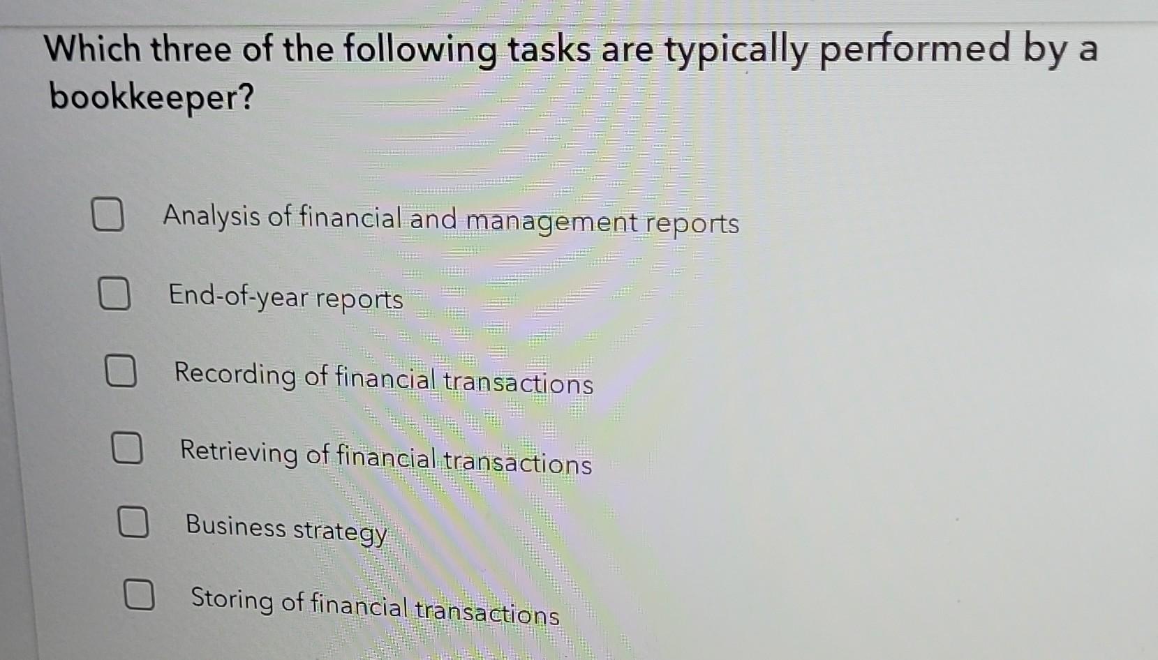 Solved Which three of the following tasks are typically | Chegg.com