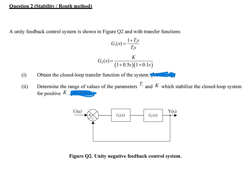 Solved Ouestion 2 (Stability / ﻿Routh method)A unity | Chegg.com