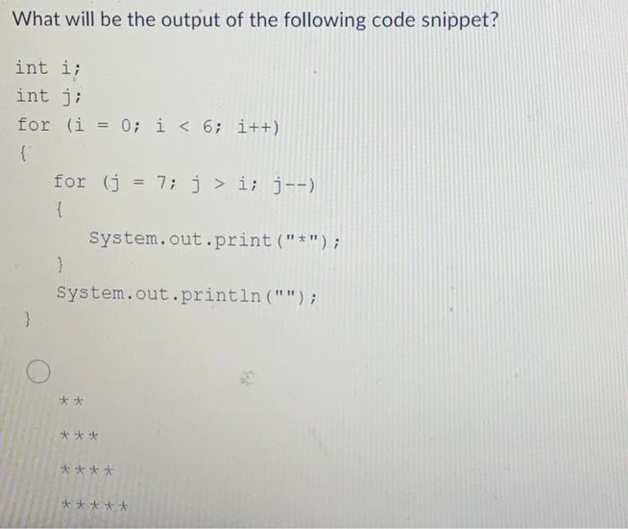 Solved What will be the output of the following code | Chegg.com