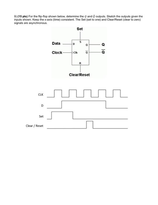 Solved 9) (15 pts) For the flip-flop shown below, determine | Chegg.com
