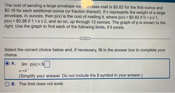 The cost of sending a large envelope via . s-class | Chegg.com