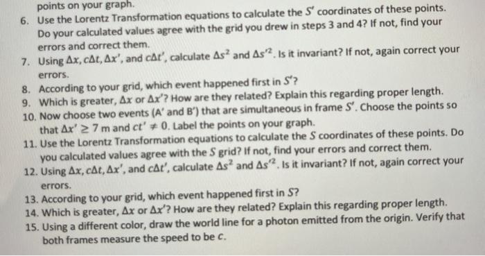 Solved points on your graph. 6. Use the Lorentz | Chegg.com