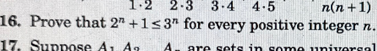 Solved Prove that 2n+1≤3n ﻿for every positive integer n. | Chegg.com