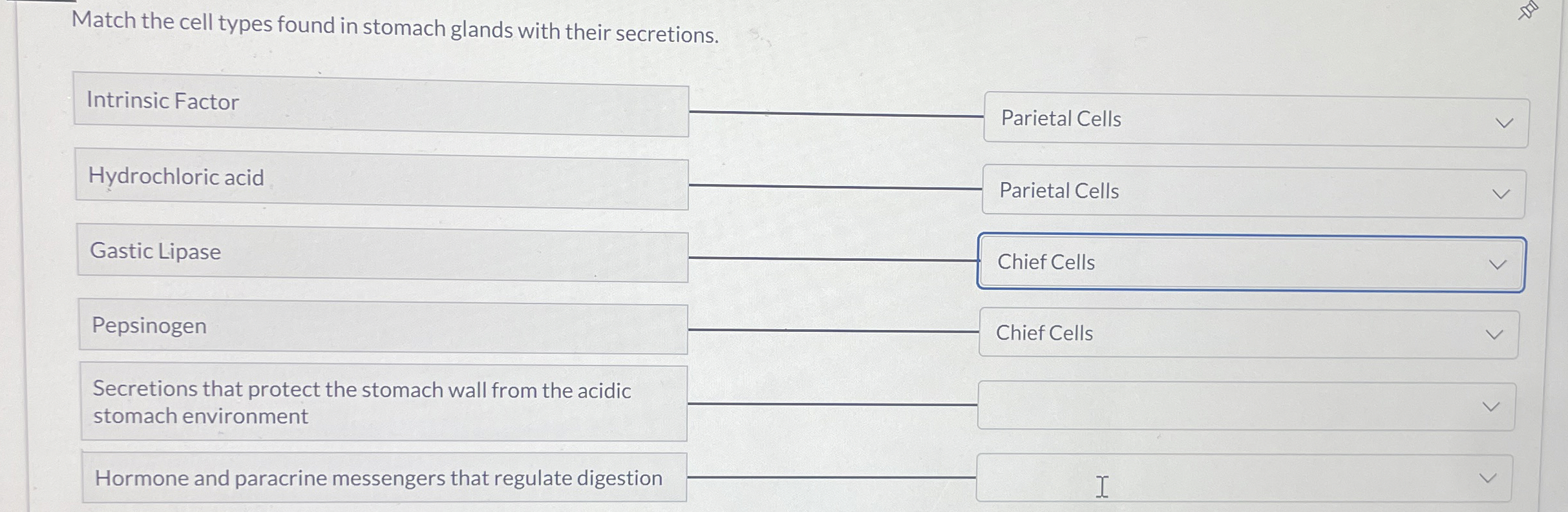 Solved Match the cell types found in stomach glands with | Chegg.com