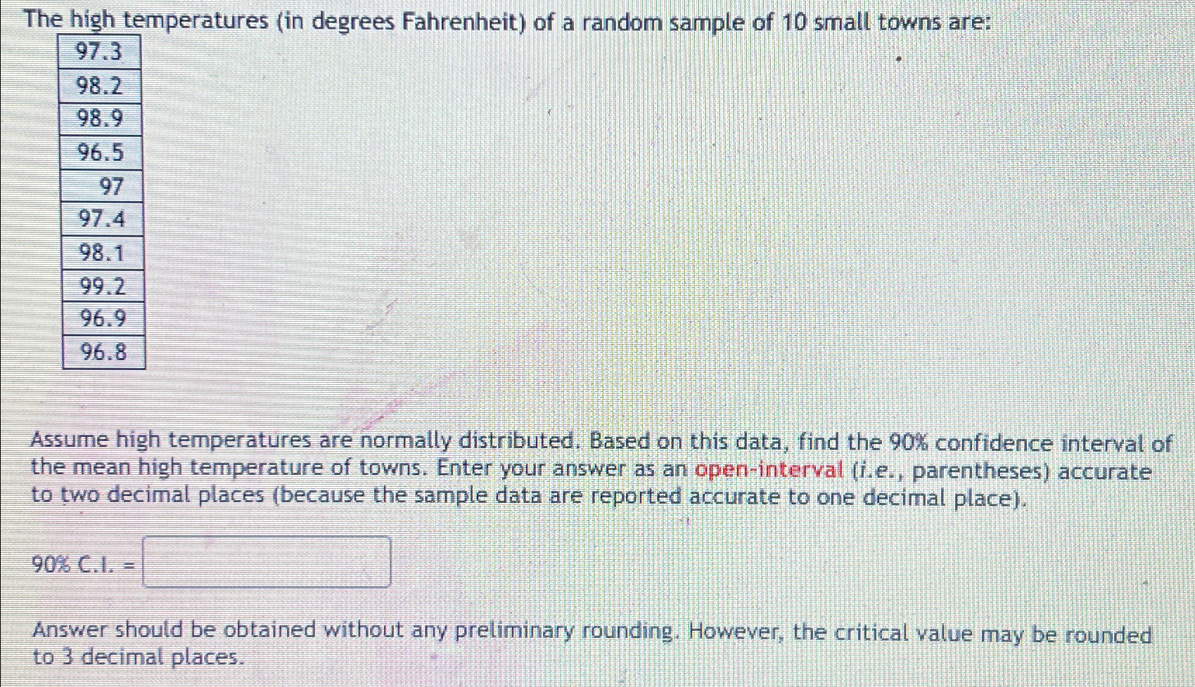 The high temperatures (in degrees Fahrenheit) ﻿of a | Chegg.com
