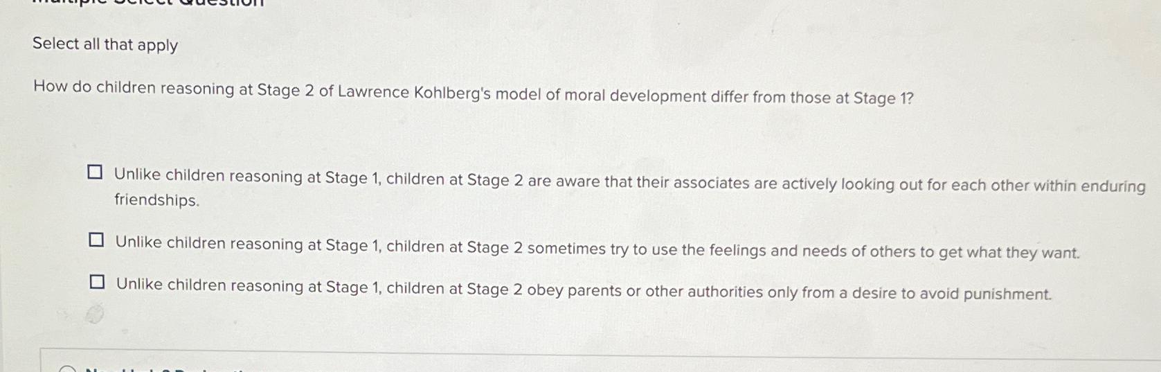 Solved Select all that applyHow do children reasoning at | Chegg.com