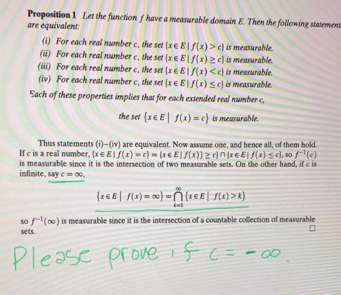 Solved Proposition 1 Let the function f have a measurable | Chegg.com