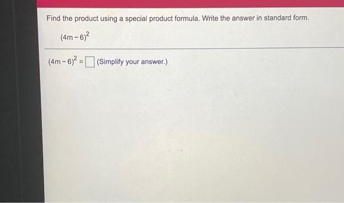 Solved Find the product using a special product formula. | Chegg.com