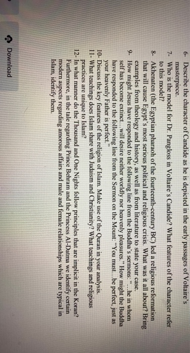 6- Describe the character of Candide as he is | Chegg.com