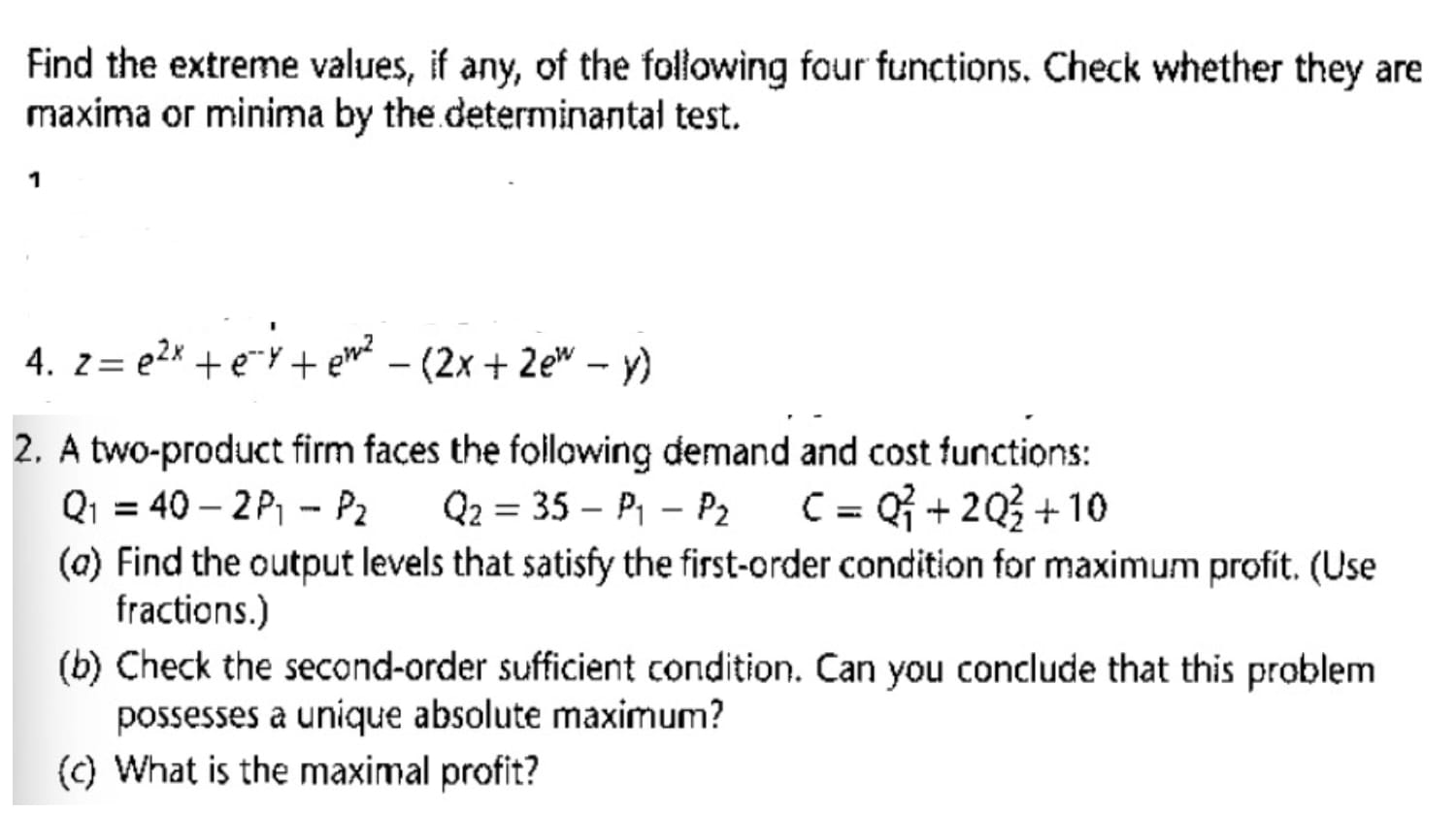 Solved 1. ﻿Find the extreme values, if any, of the following | Chegg.com