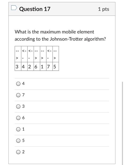 Solved Question 17 1 pts What is the maximum mobile element | Chegg.com