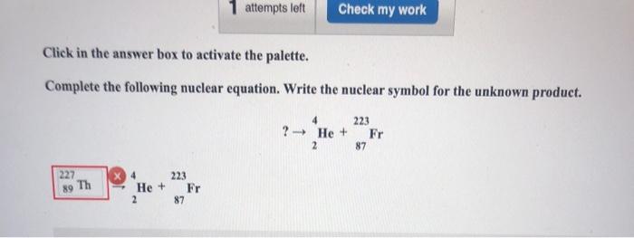 Solved 1 attempts lett Check my work Click in the answer box | Chegg.com