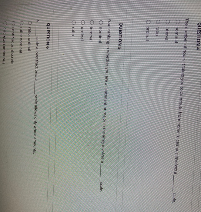 Solved QUESTION 4 =0 scale. The number of hours it takes you | Chegg.com