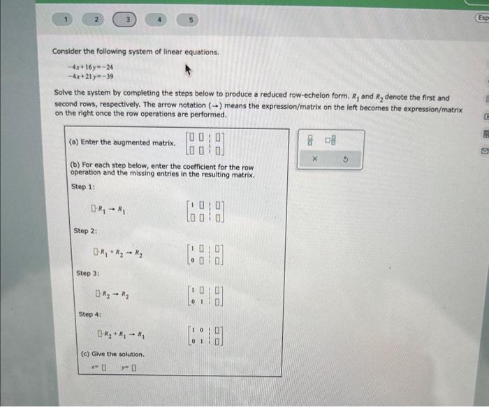 Solved Consider the following system of linear equations. | Chegg.com