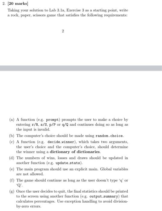 Solved 2. [20 marks) Taking your solution to Lab 3. la, | Chegg.com
