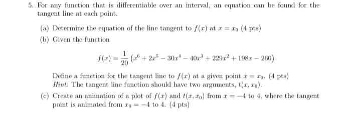 Solved For any function that is differentiable over an | Chegg.com