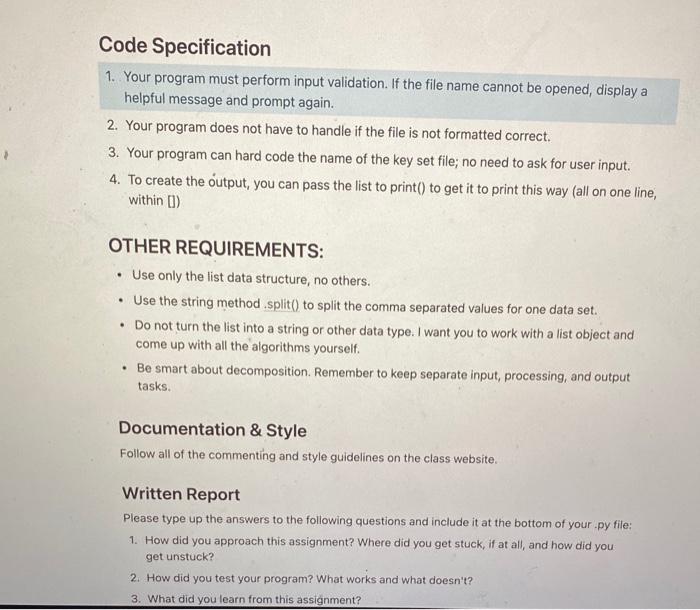 Solved HW8: Working with Data Files and Lists You have been | Chegg.com