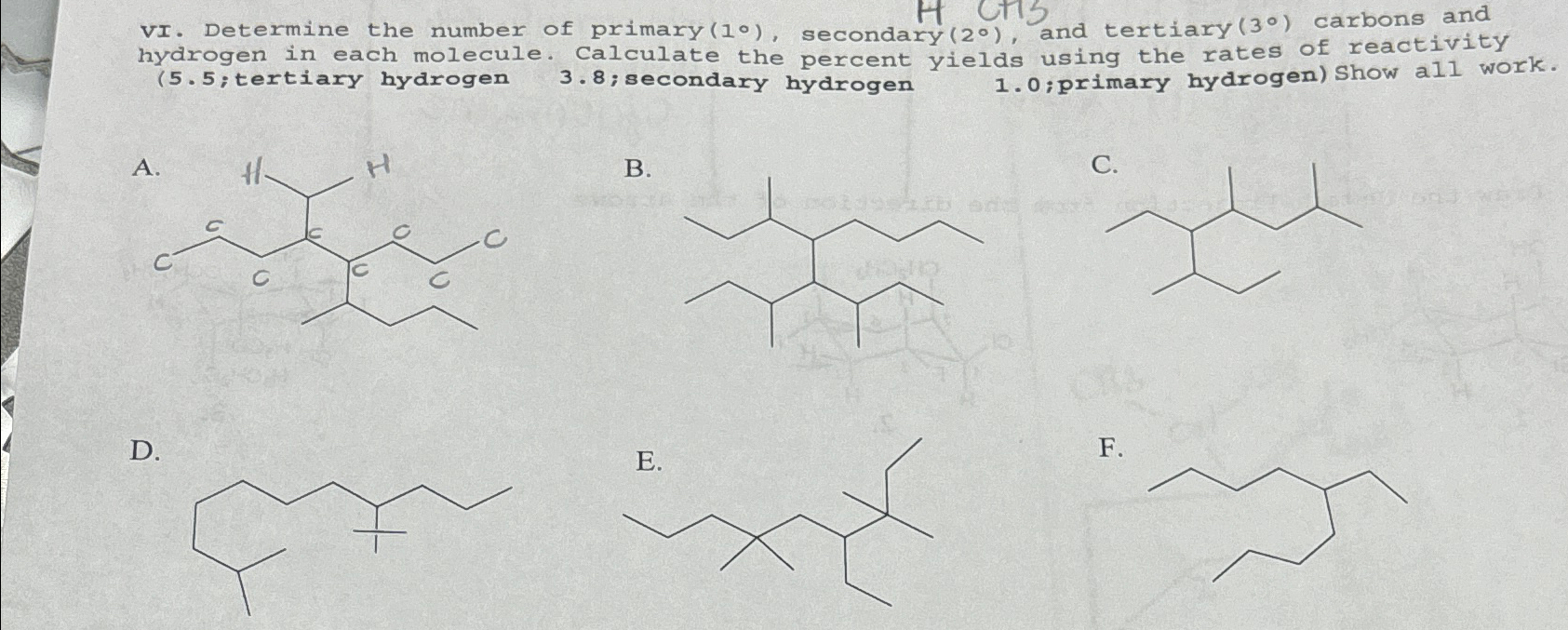 Solved VI. ﻿Determine the number of primary (1°), ﻿secondary | Chegg.com