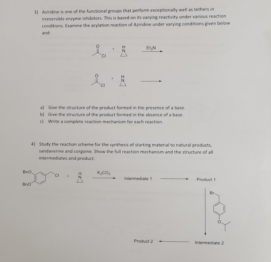 Solved 3) Aziridine is one of the functional groups that | Chegg.com