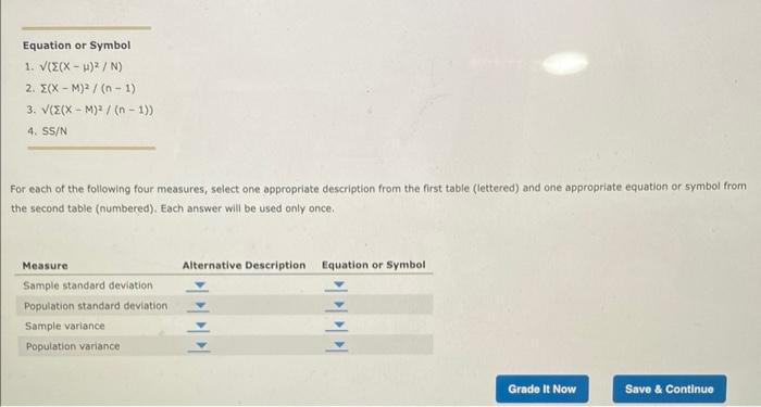 Solved 12. Measures of variability match-up There are | Chegg.com