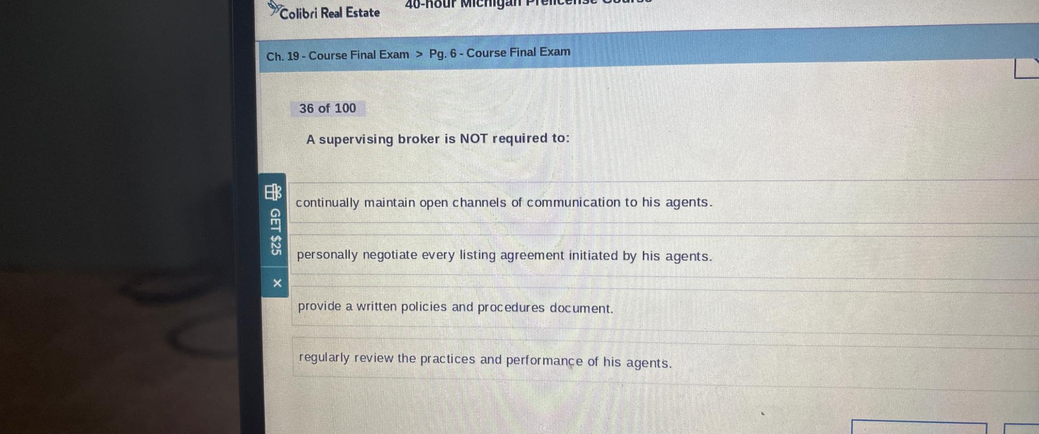 Solved Colibri Real EstateCh. 19 - ﻿Course Final Exam > | Chegg.com