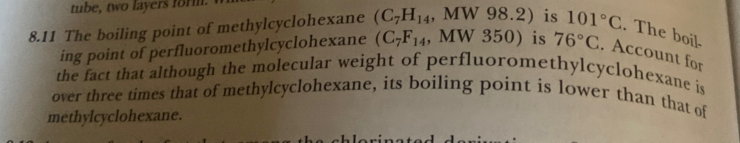 Solved 8.11 ﻿The boiling point of methylcyclohexane , ﻿MW | Chegg.com