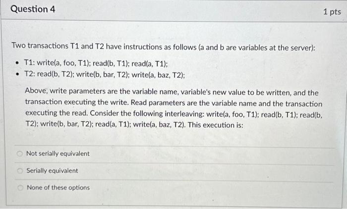 Solved Two transactions T1 and T2 have instructions as | Chegg.com